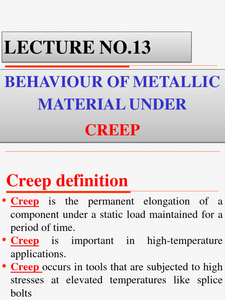 Metallic Creep Behavior Analysis | PDF