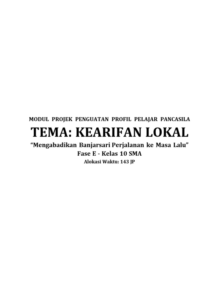Modul P5 - Kearifan Lokal - 2024 JADI | PDF
