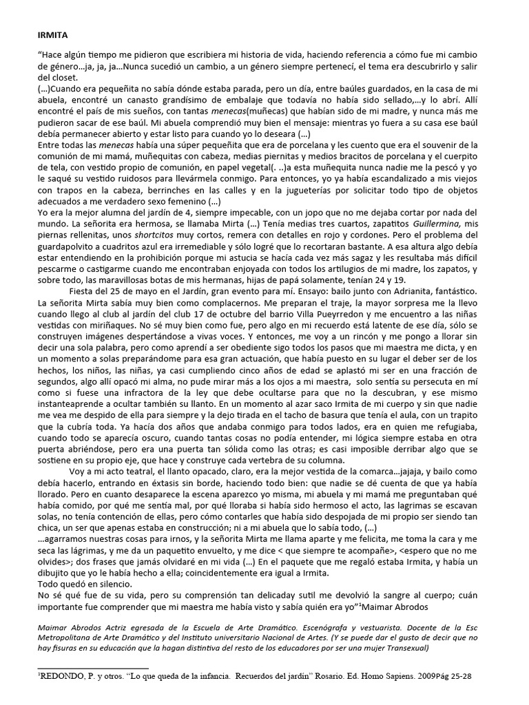 Recuerdos de la infancia en el jardín | PDF | Educación de la primera ...