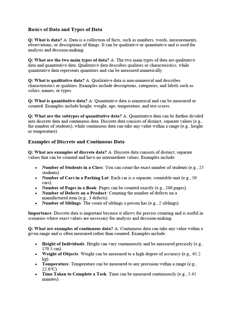 Basics of Data and Types of Data | PDF | Data | Quantitative Research