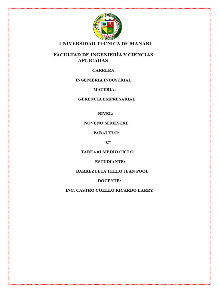Gerencia Empresarial - Tarea 1 - MC | PDF | Planificación | Business