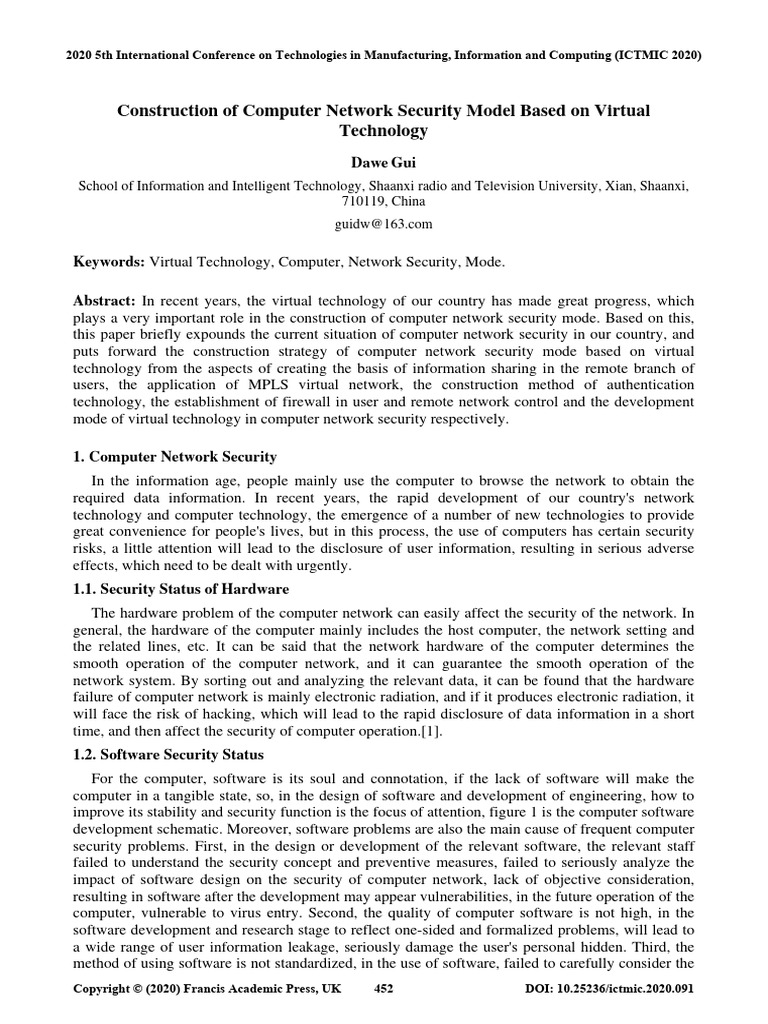 Construction Of Computer Network Security Model Based On Virtual Pdf Computer Network Security