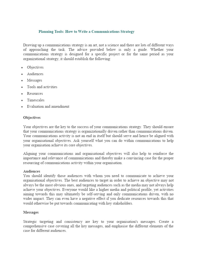 AE705 Fall 23 Lecture 14 How To Write A Communications Strategy | PDF ...