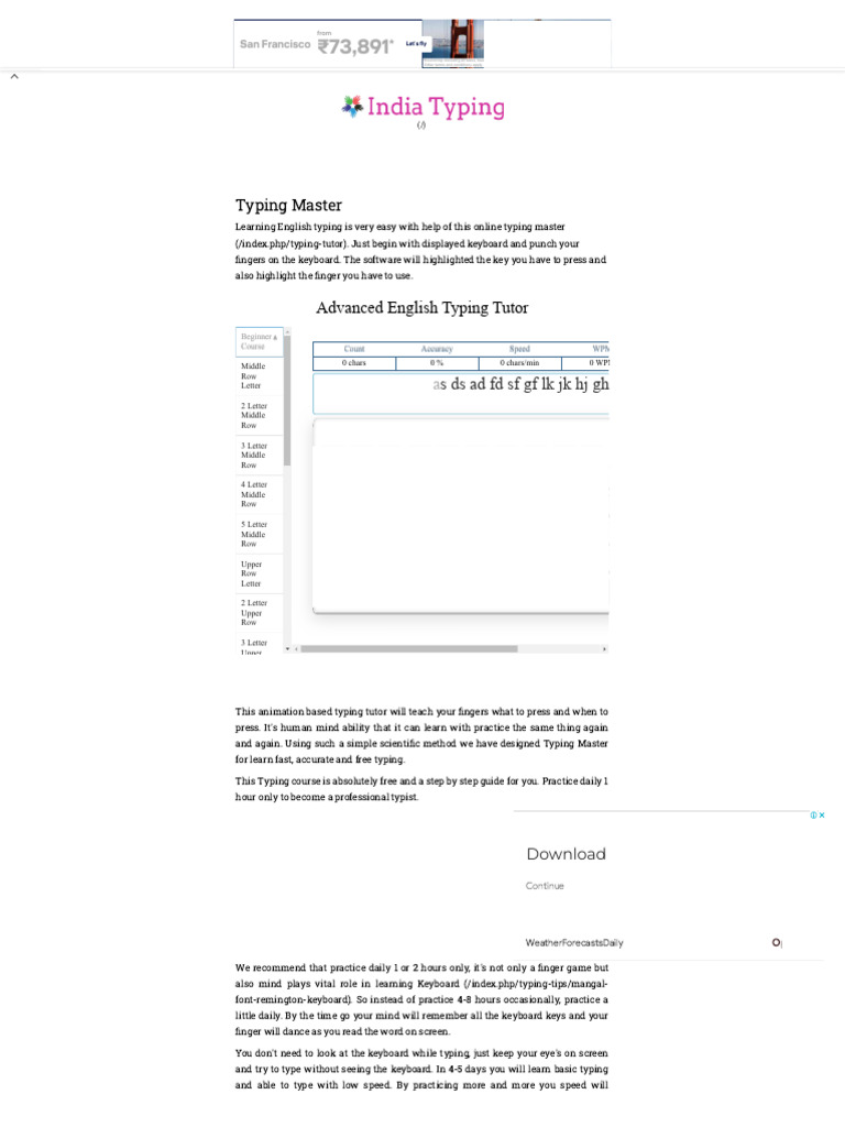 Typing Master - Typing Tutor - Typing Web - Learn Typing | PDF ...