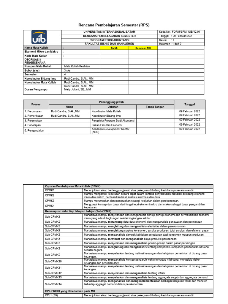 RPS Ekonomi Mikro Dan Makro | PDF