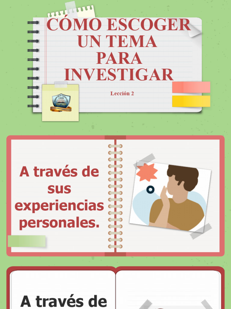 CÓMO ESCOGER UN TEMA PARA INVESTIGAR - TRABAJO DE EXPOSICION GRUPO 1 | PDF