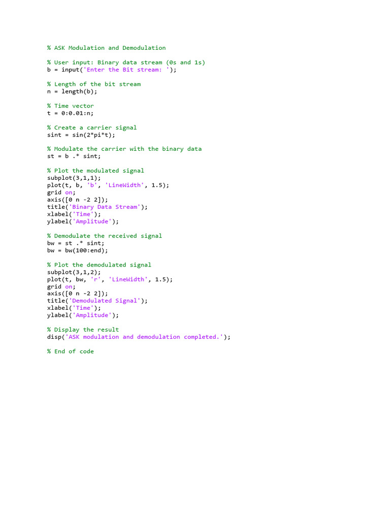ASK Modulation and Demodulation | PDF | Teaching Methods & Materials