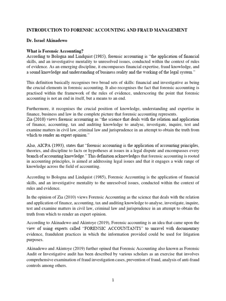 Uniles Acc 104 Introduction To Forensic Accounting and Fraud Management ...