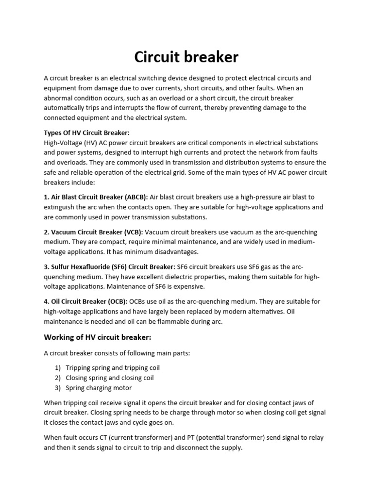 Circuit breaker | PDF | Equipment | Power (Physics)