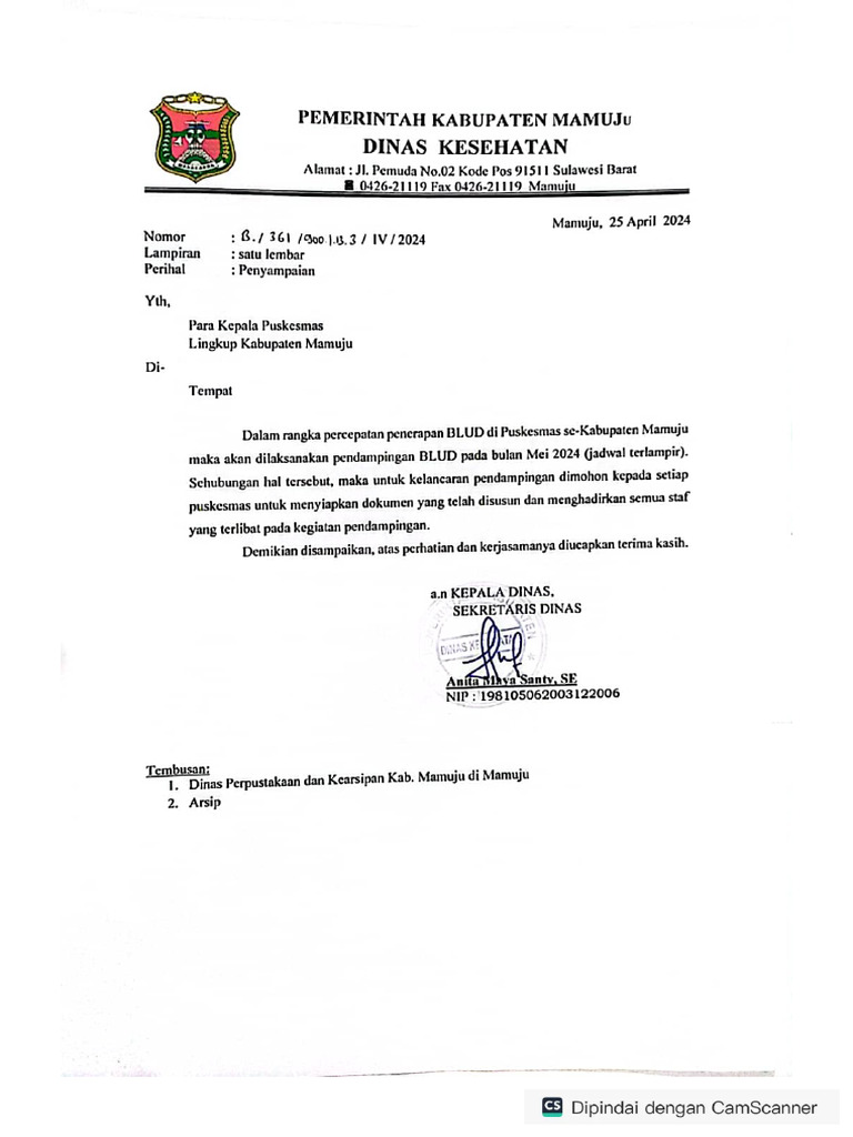 Surat Pendampingan Blud | PDF