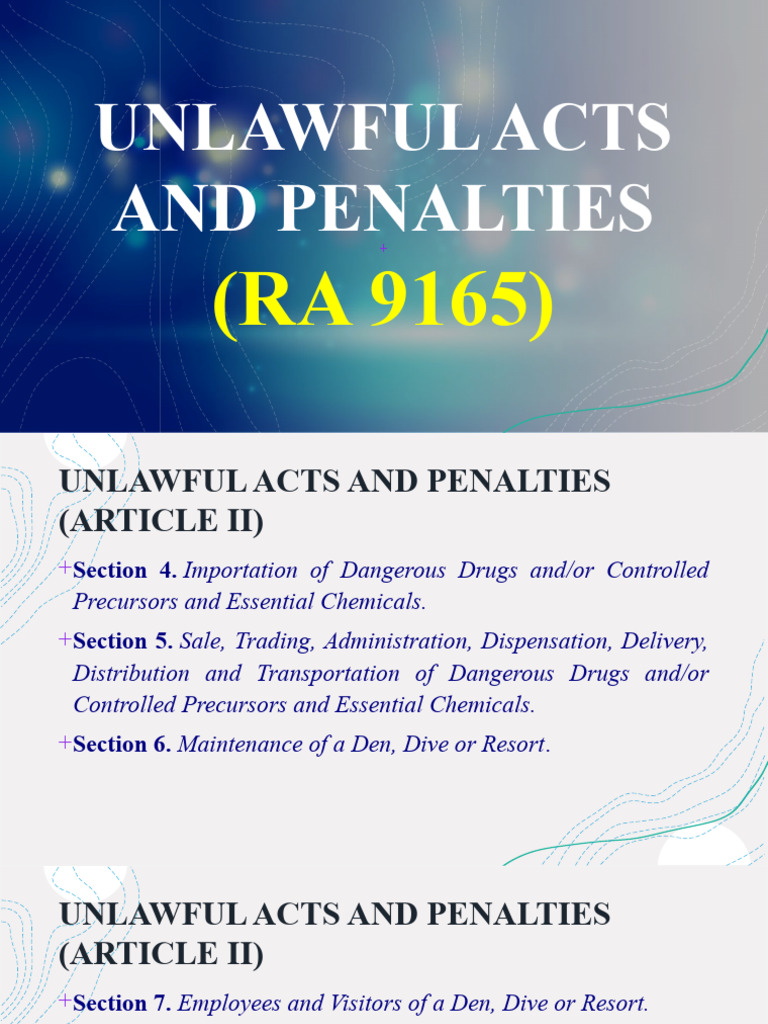 RA 9165 Unlawful Acts and Penalties | PDF | Medical Prescription | Pharmacy