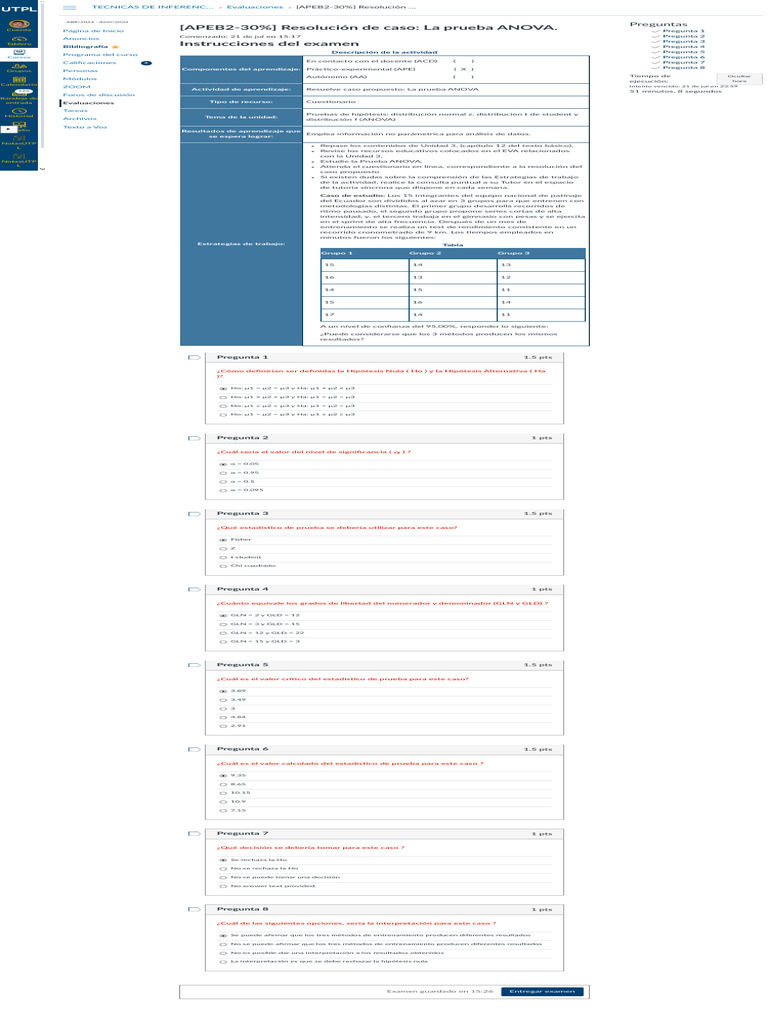 Examen - (APEB2-30%) Resolución de Caso - La Prueba ANOVA | PDF | Ciencia cognitiva | Cognición