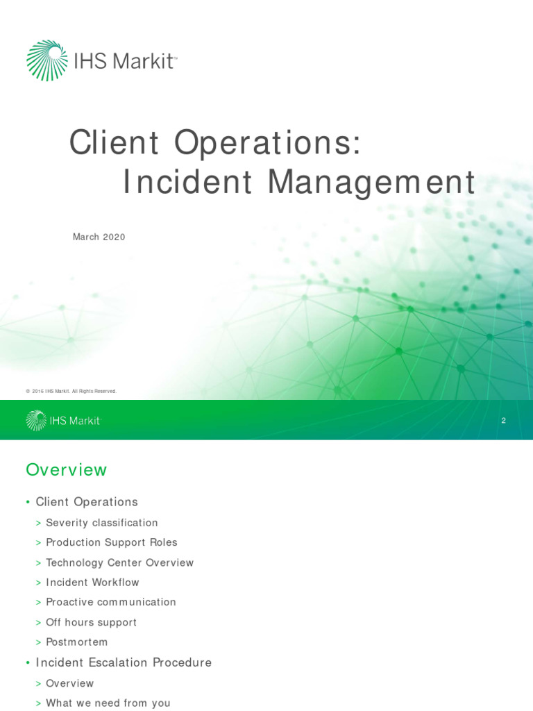 Markit Digital - Client Operations Incident Management | PDF