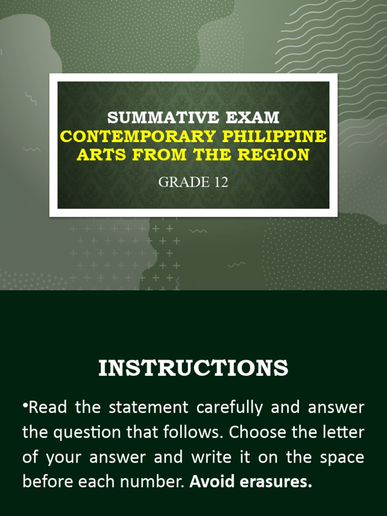 12 Summative Exam CPAR | PDF | Social Science | Art