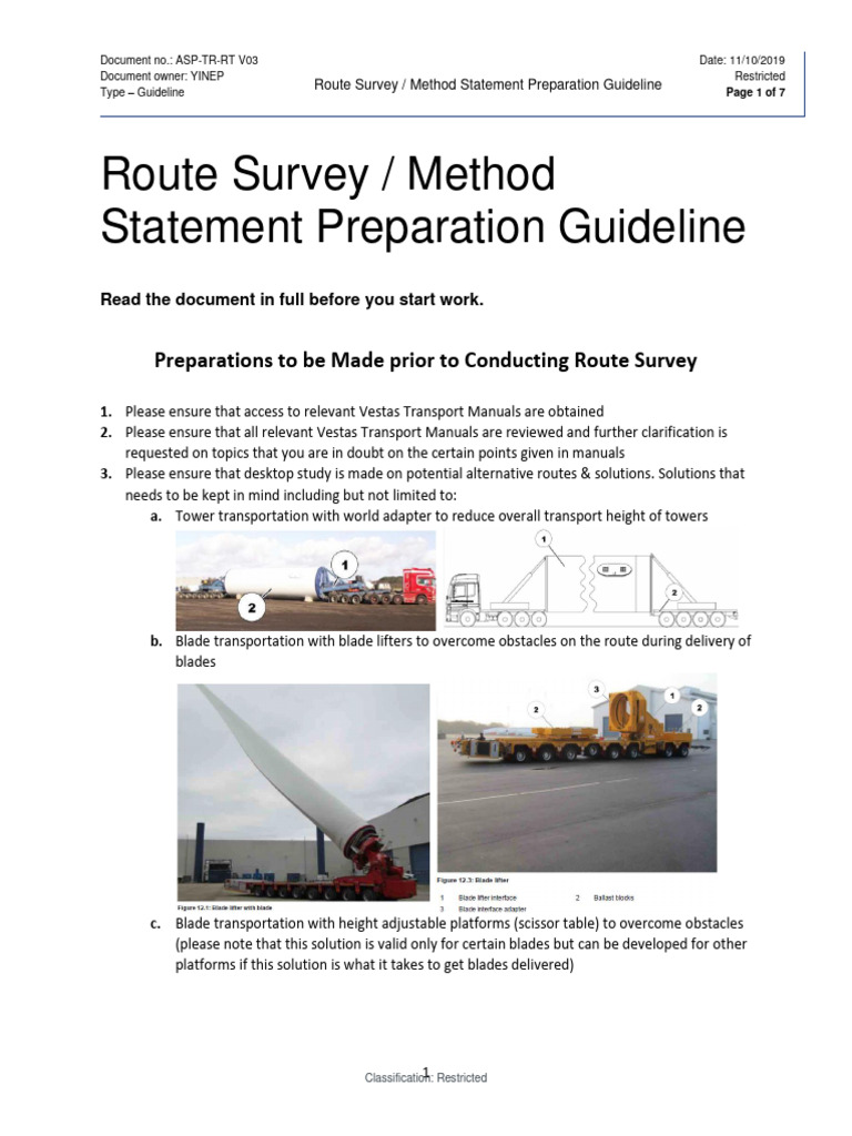 Route Survey Method Statement Guide | PDF | Crane (Machine) | Trailer ...