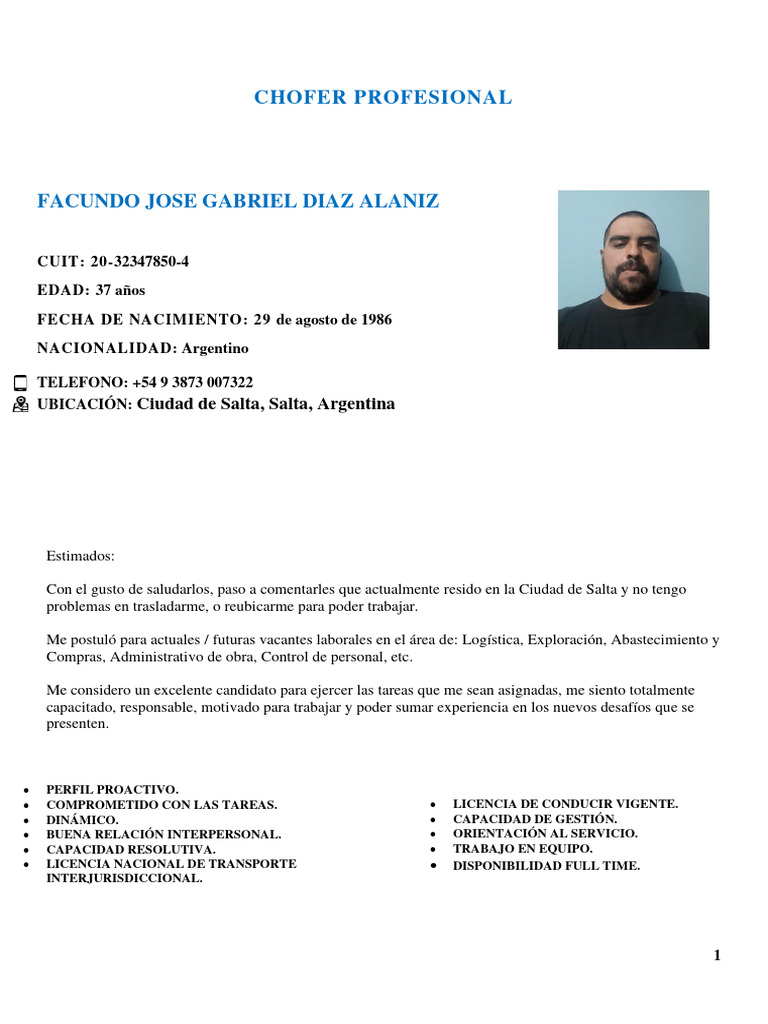 Facundo Diaz - Curriculum 2024 | PDF | Negocios