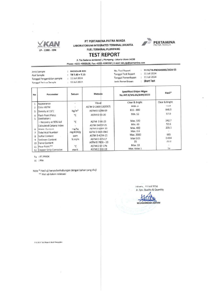 Test Report 3123 Biosolar B35 TB T42+T13 11.07.2024 | PDF