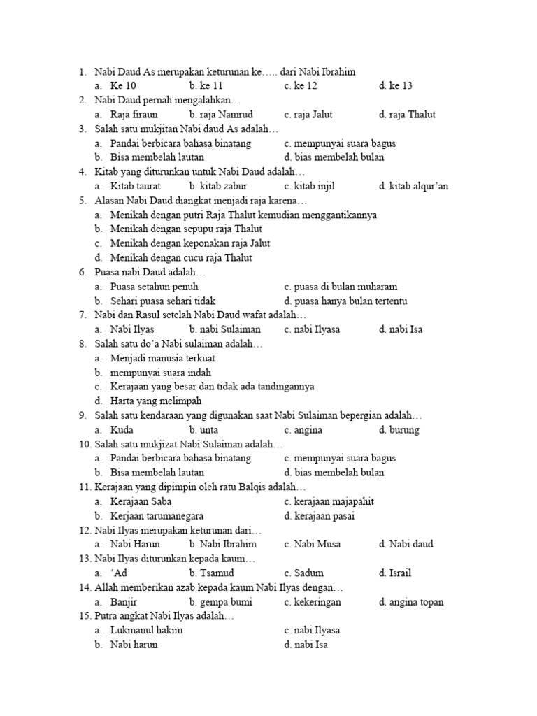 Soal Pai Kelas 5-2 | PDF