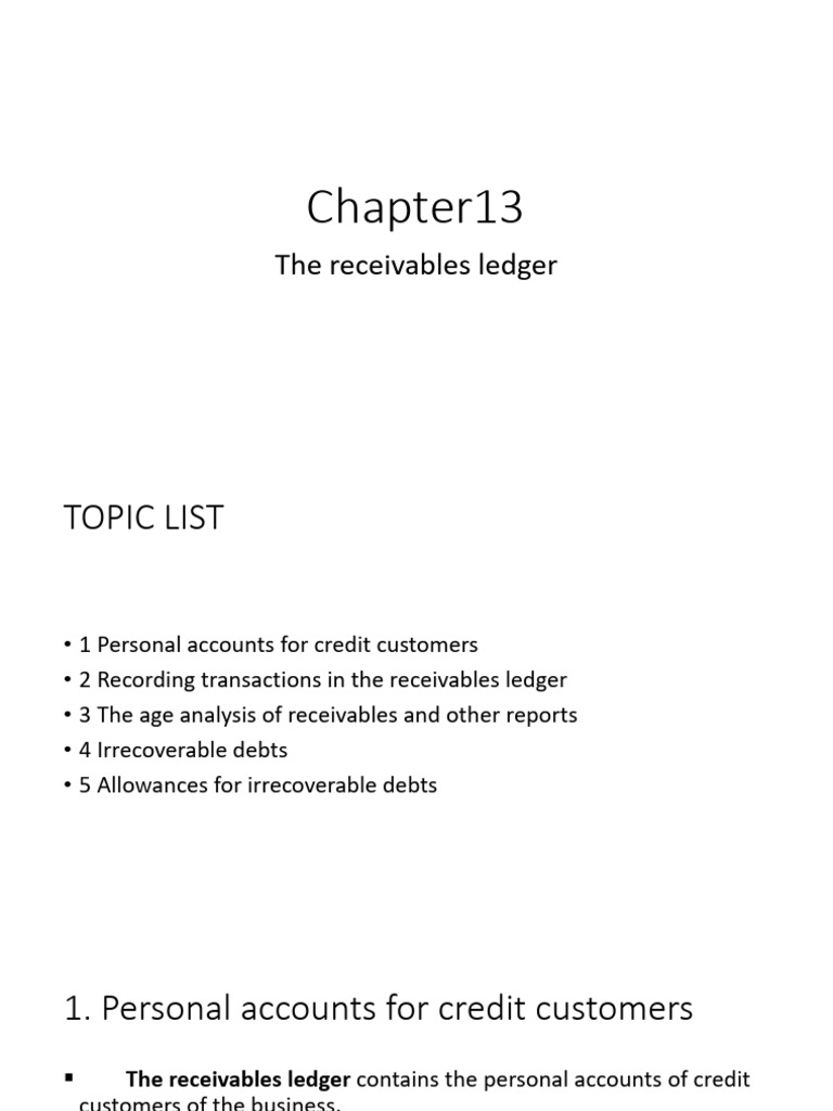 CH13 Receivable Ledger | PDF | Debits And Credits | Business Economics