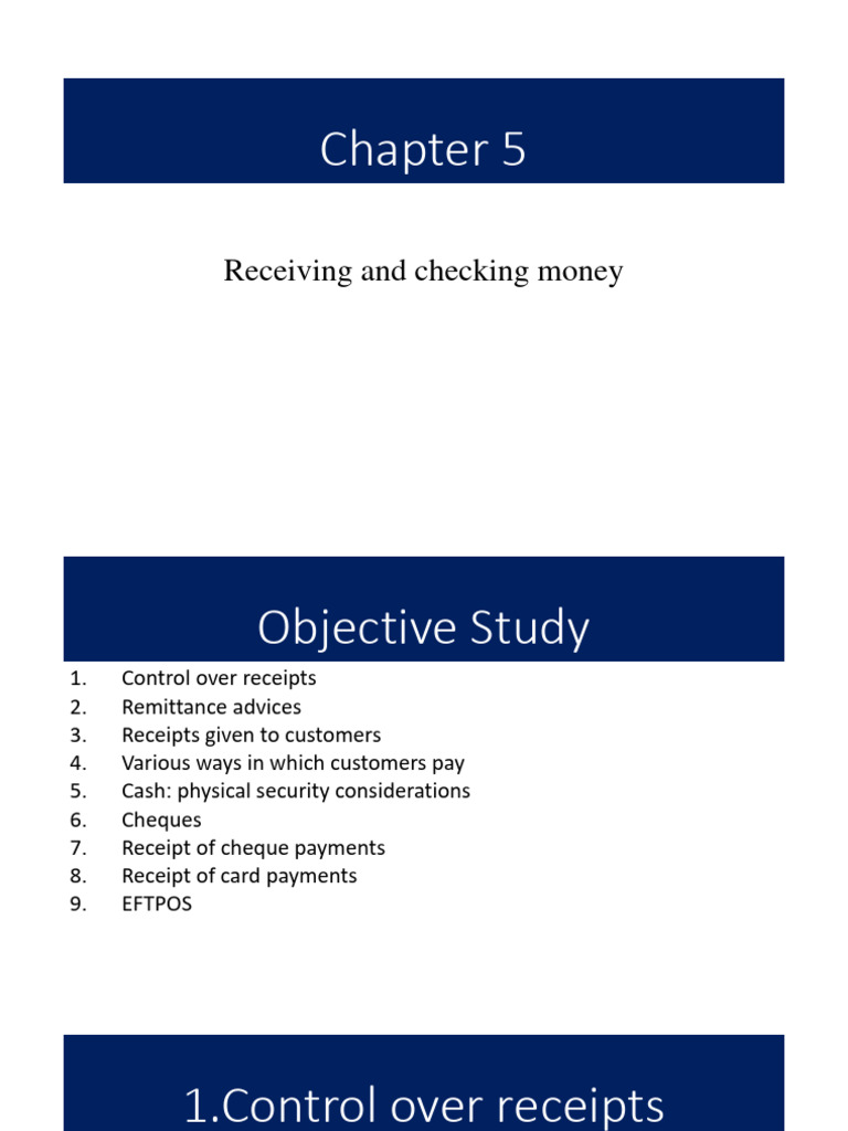 CH5. Receipt and Checking Money | PDF | Cheque | Debit Card