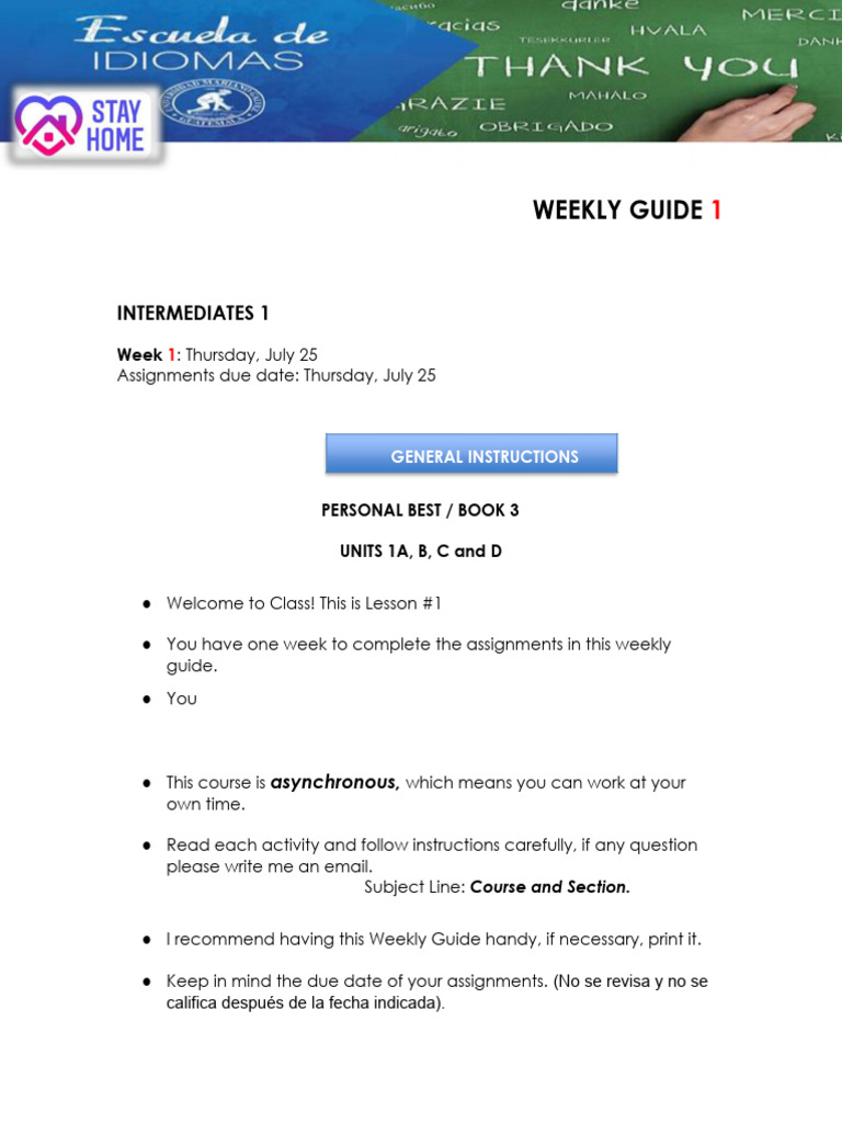 Weekly - Learning - Guide 1 | PDF | Language Arts & Discipline