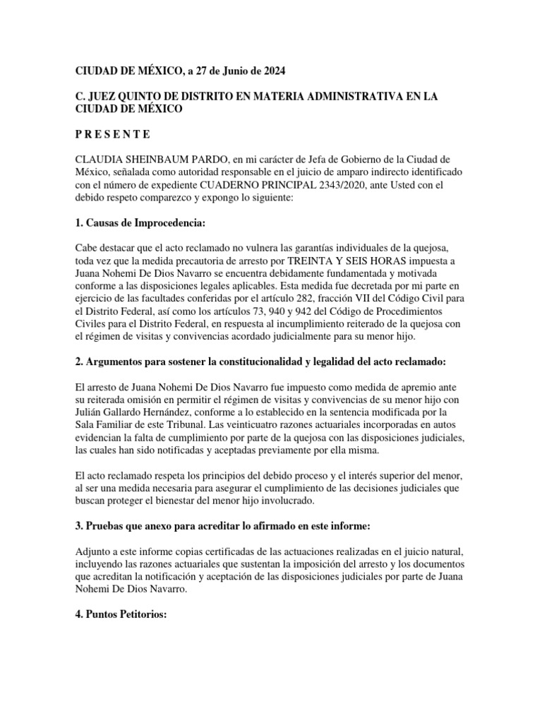 Informe Justificado | PDF | Debido al proceso | Gobierno
