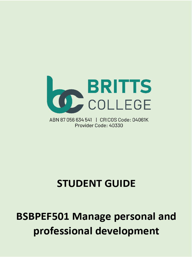 BSBPEF501 Student Guide Version 1.0 | PDF | Strategic Planning | Business Plan