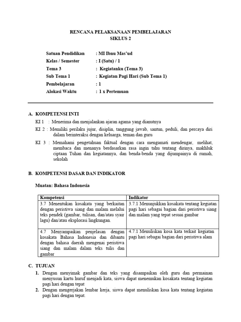 RPP Siklus 2 | PDF | Karier & Perkembangan