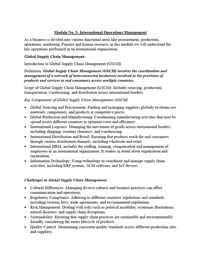 IB Module 5 | PDF | Supply Chain | Supply Chain Management