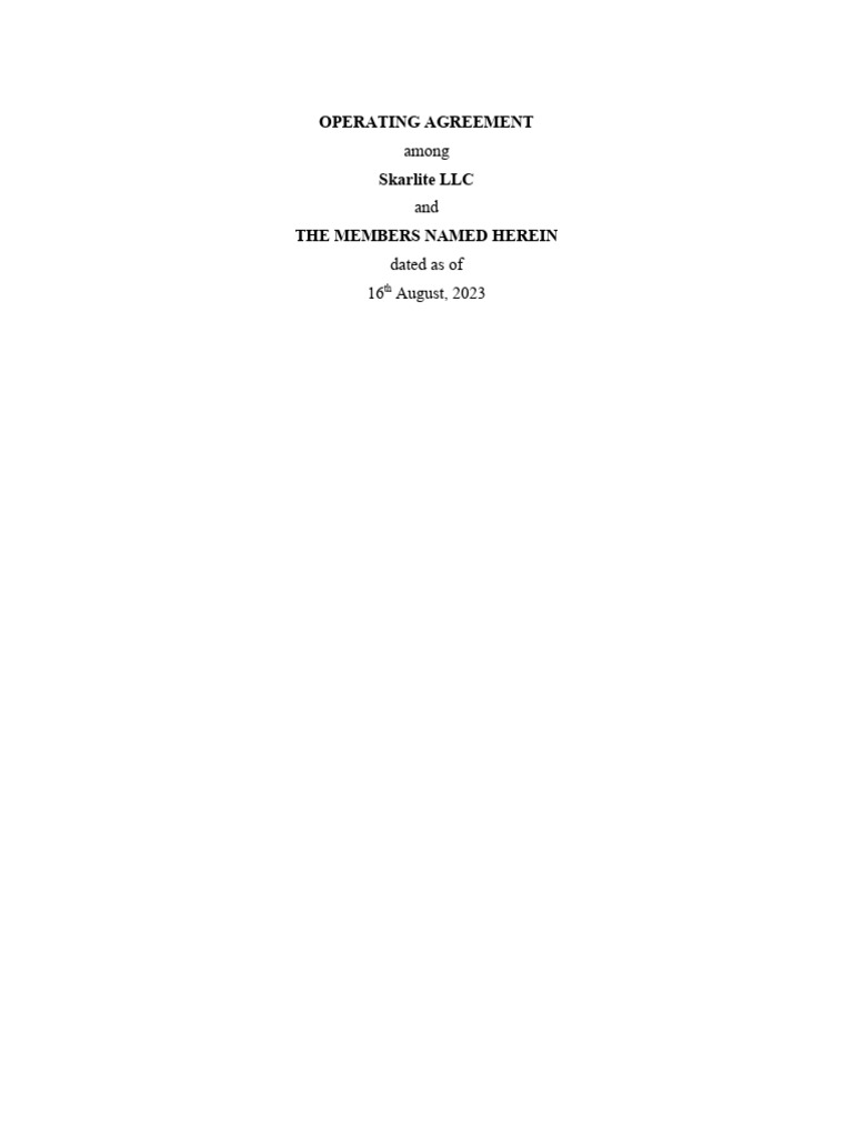 Operating Agreement (Multi-Member, Manager-Managed) (WY) - Skarlight ...