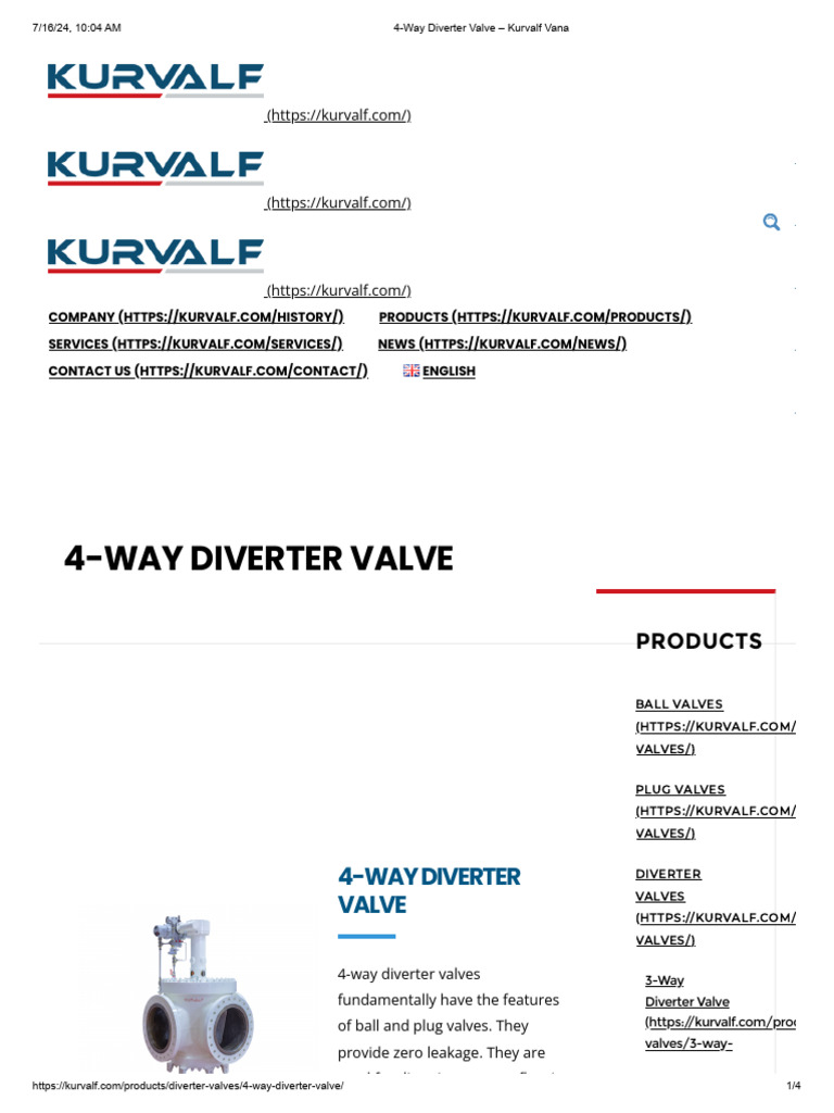 4-Way Diverter Valve - Kurvalf Vana | PDF | Valve | Actuator
