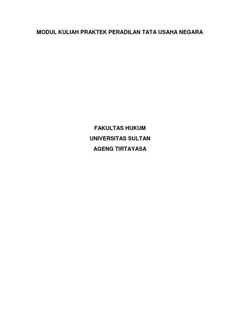 MODUL KULIAH PRAKTEK PERADILAN TATA USAHA NEGARA Dikonversi | PDF