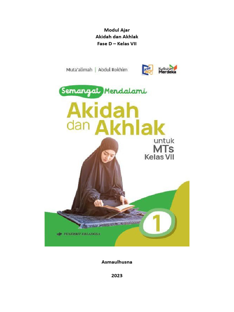 Semangat Mendalami Akidah & Akhlak Mts Kls.7 - Km-Ma (Modul Ajar) - Ma Akidah Akhlak Kelas 7 | PDF