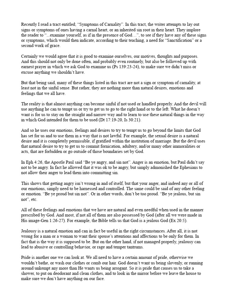 Understanding Spiritual Carnality | PDF | Divine Grace | Grace In ...