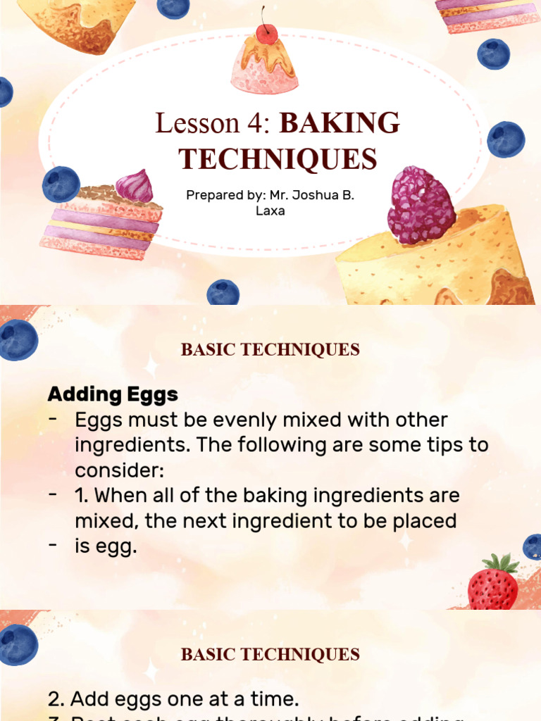 Lesson 4 - Baking Techniques | PDF | Breads | Dough