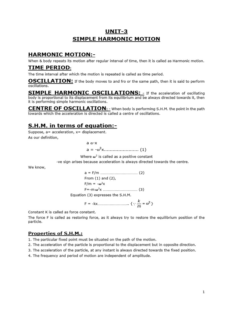 DNS Unit 3 S.H.M | PDF | Oscillation | Rotation Around A Fixed Axis DNS Unit 3 S.H.M | PDF | Oscillation | Rotation Around A Fixed Axis