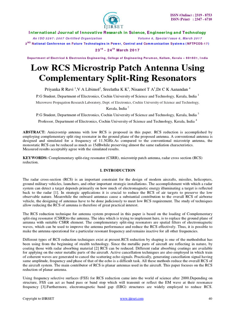 Low Rcs CSRR | PDF | Antenna (Radio) | Radar