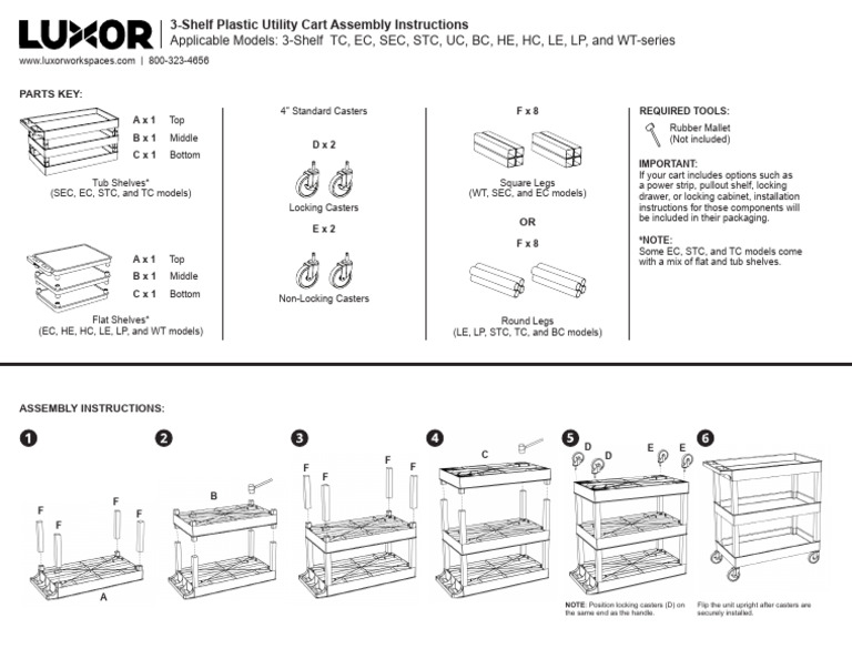 INSTRUCTIONS - 3-Shelf Plastic Utility Cart 2403 | PDF