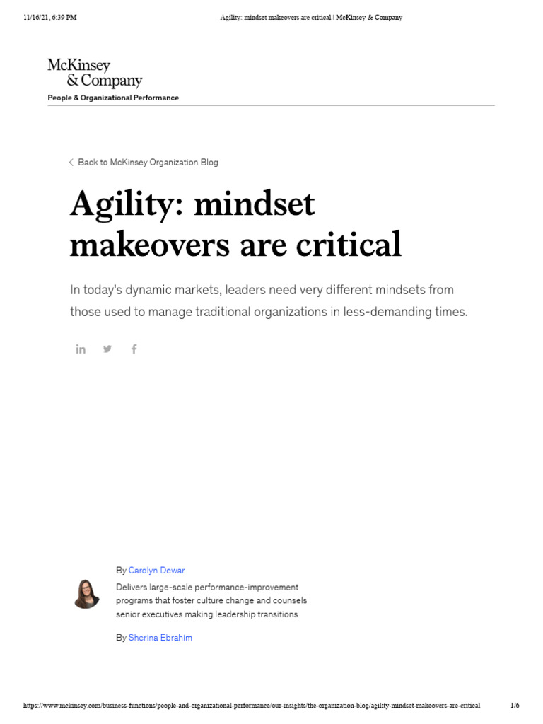 Agility +mindset+makeovers+are+critical+ +McKinsey+&+Company | PDF | Mindset | Innovation