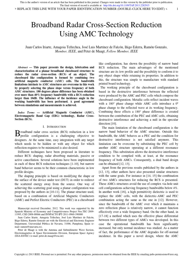 Broadband Radar Cross Section Reduction Pdf