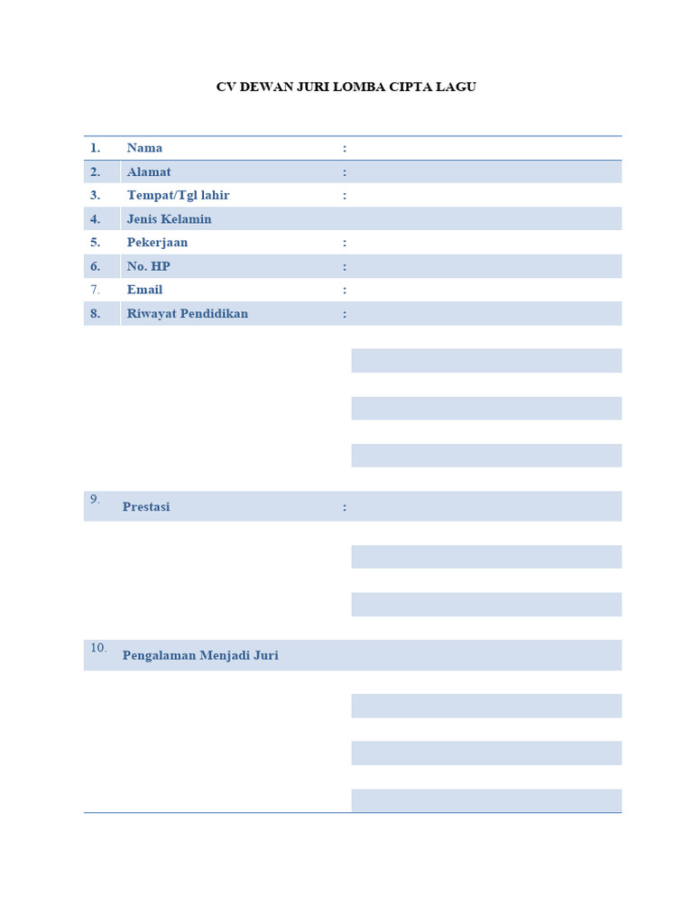 CV Juri Cipta Lagu | PDF | Karier & Perkembangan | Olahraga & Rekreasi