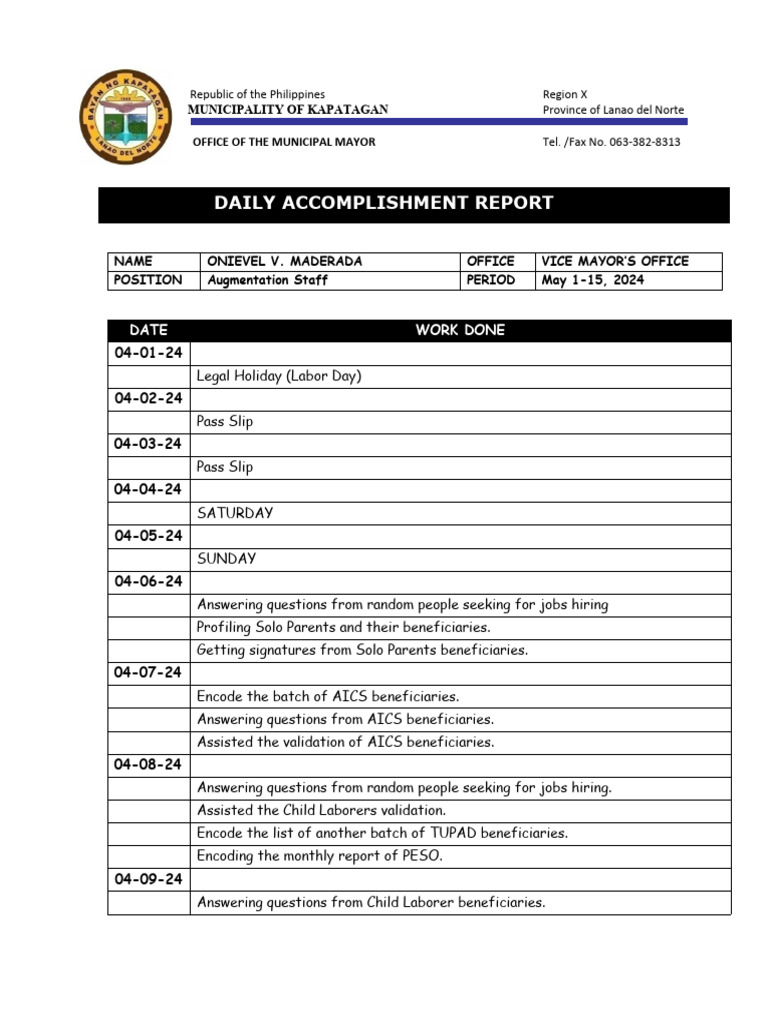 Daily-Accomplishment-Report May | PDF | Labor