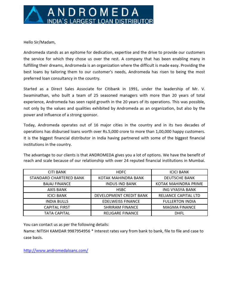 Andromeda: Leading Loan Consultancy | PDF