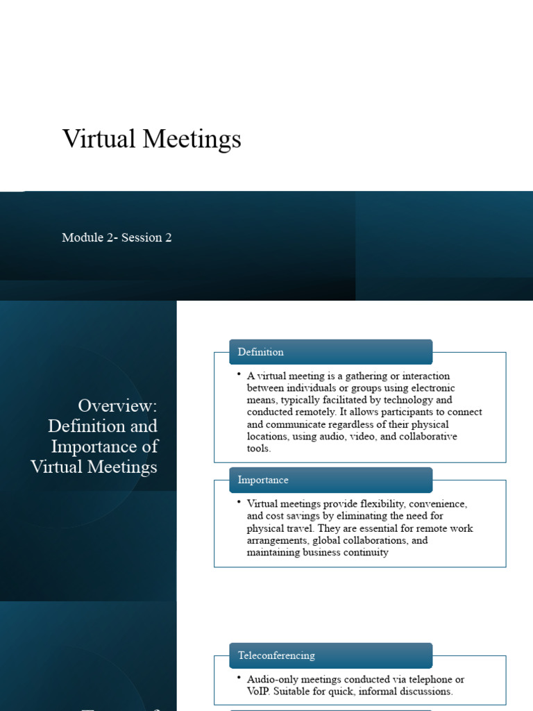 Module 2 - Session 2 - Virtual Meetings | PDF | Web Conferencing ...