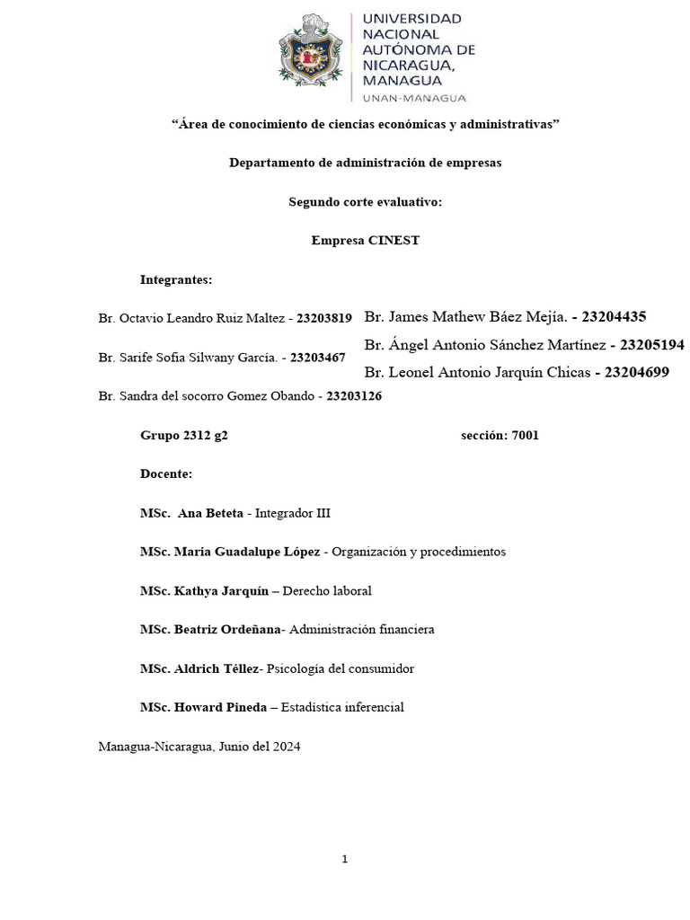 Informe 2do Corte Admon 2312 g2 2024 1 | PDF | Calidad (comercial) | Business