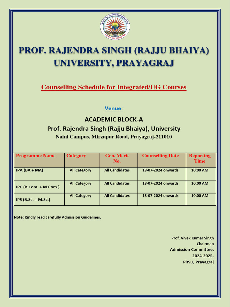 Counselling Guidlines & Schedule For BA | PDF