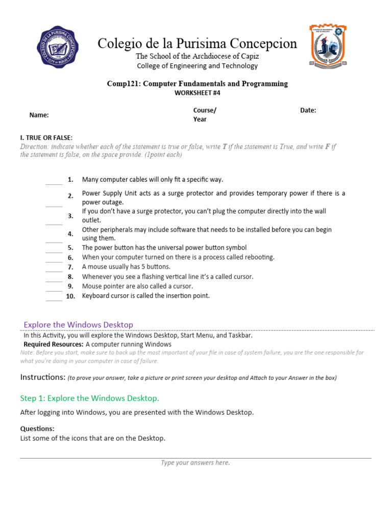 ILK Comp121 Week4 Module4 2021 2022 WorkSheet Student | PDF | Computer ...