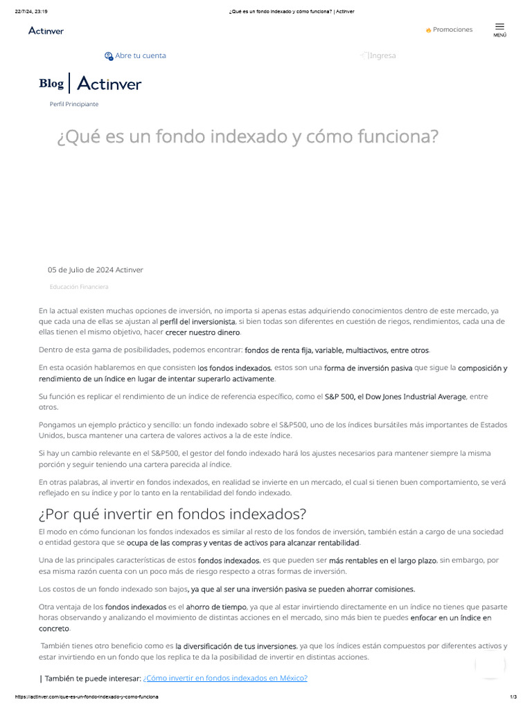 ¿Qué Es Un Fondo Indexado y Cómo Funciona?: ¿Por Qué Invertir en Fondos ...