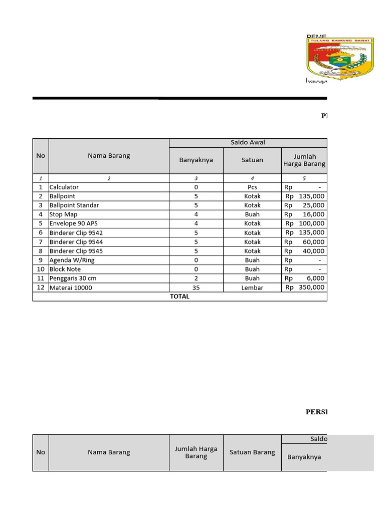 Persediaan Atk 2024 | PDF