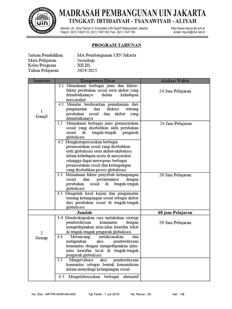 Program Tahunan Xii Iis 2022-2023 | PDF